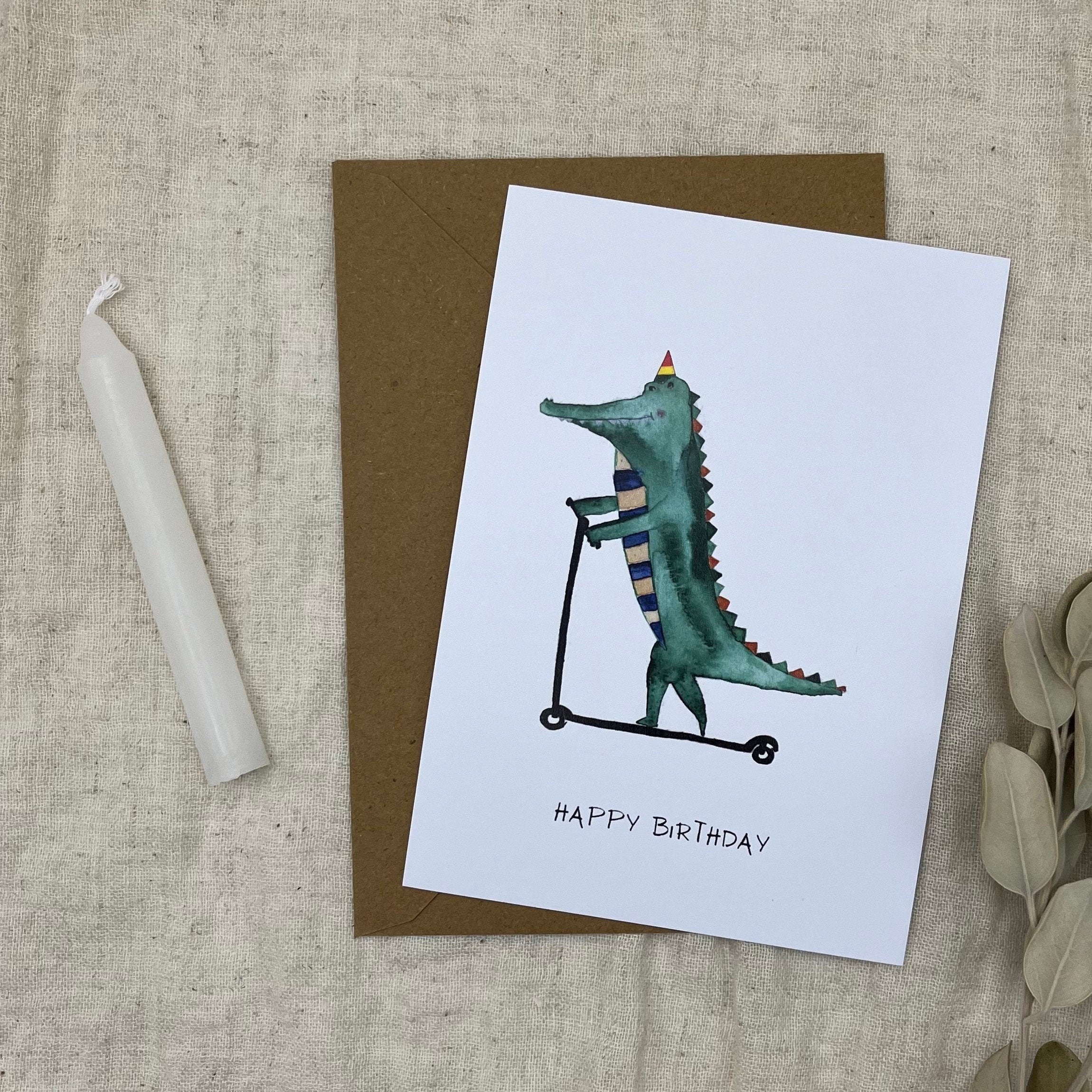Aquarell Geburtstagskarte "Krokodil" – Alaisa